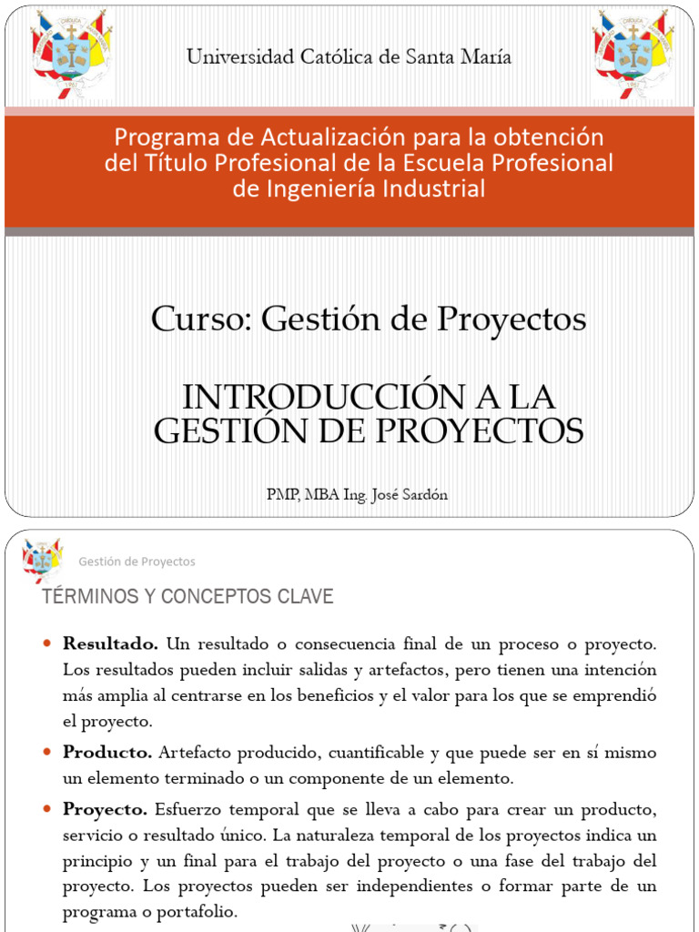 1 Introduccion A La Gestion de Proyectos | PDF | Gestión de proyectos | Economias