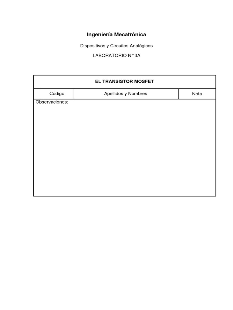 Lab 3A | Descargar gratis PDF | Mosfet | Ciencia de los Materiales