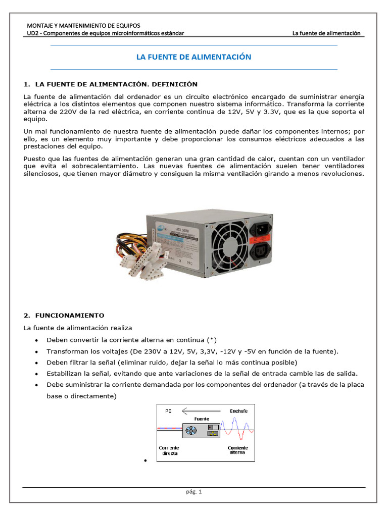 UD - 02 - MME - 3-La Fuente de Alimentación | PDF