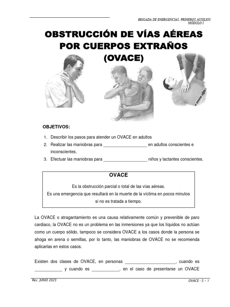 Guía OVACE: Primeros Auxilios y Maniobras | PDF | Emergencias Médicas ...