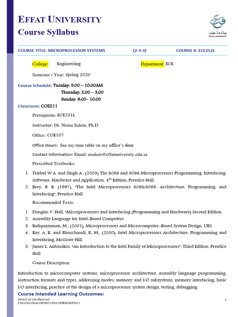 ECE252L Syllabus Template IQRA-based S20 | PDF