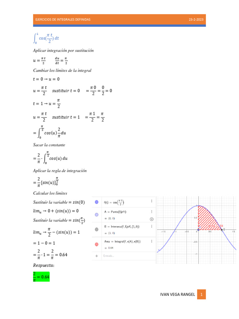 Ejercicios de Integrales Definidas | PDF | Integral | Análisis funcional