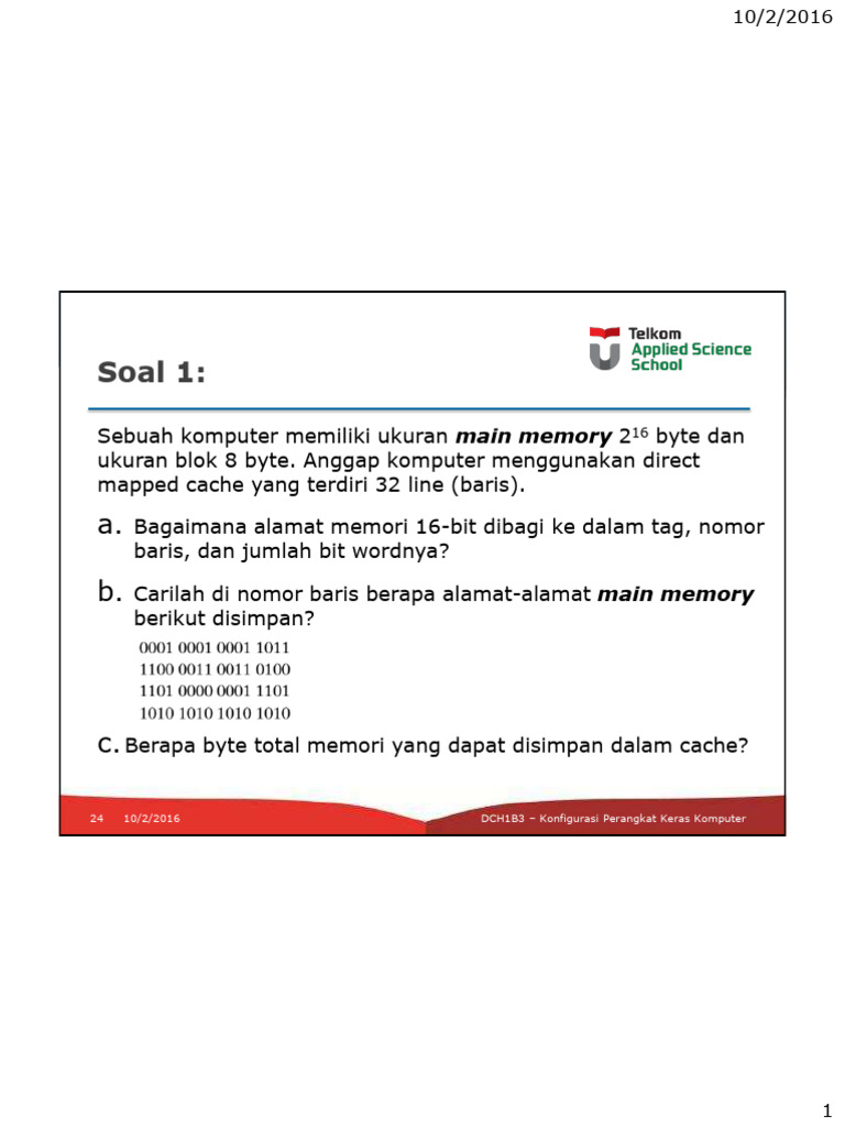 Latihan Soal Cache Memory Direct Mapping | PDF Latihan Soal Cache Memory Direct Mapping | PDF