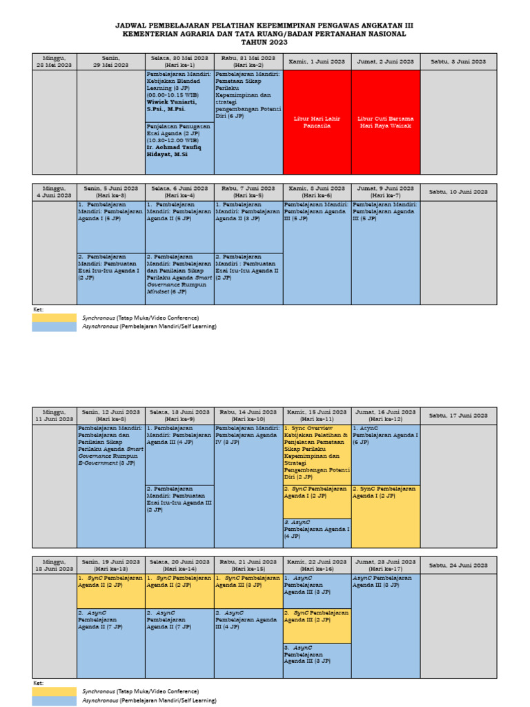 Jadwal Self Learning - PKP A3 | PDF