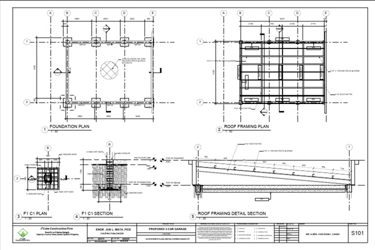 Celdon Garage - Sheet - S101 - STRUCTURAL PLANS | PDF | Engineering