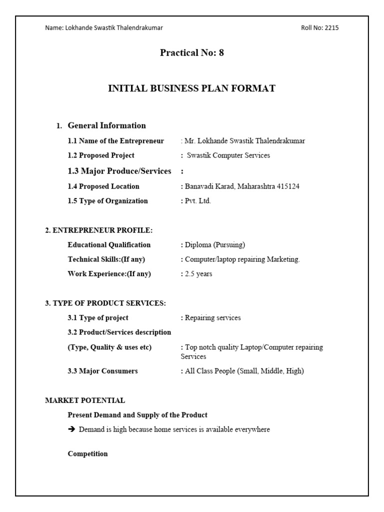 EDE Practical No 8 Bussness Plan | PDF