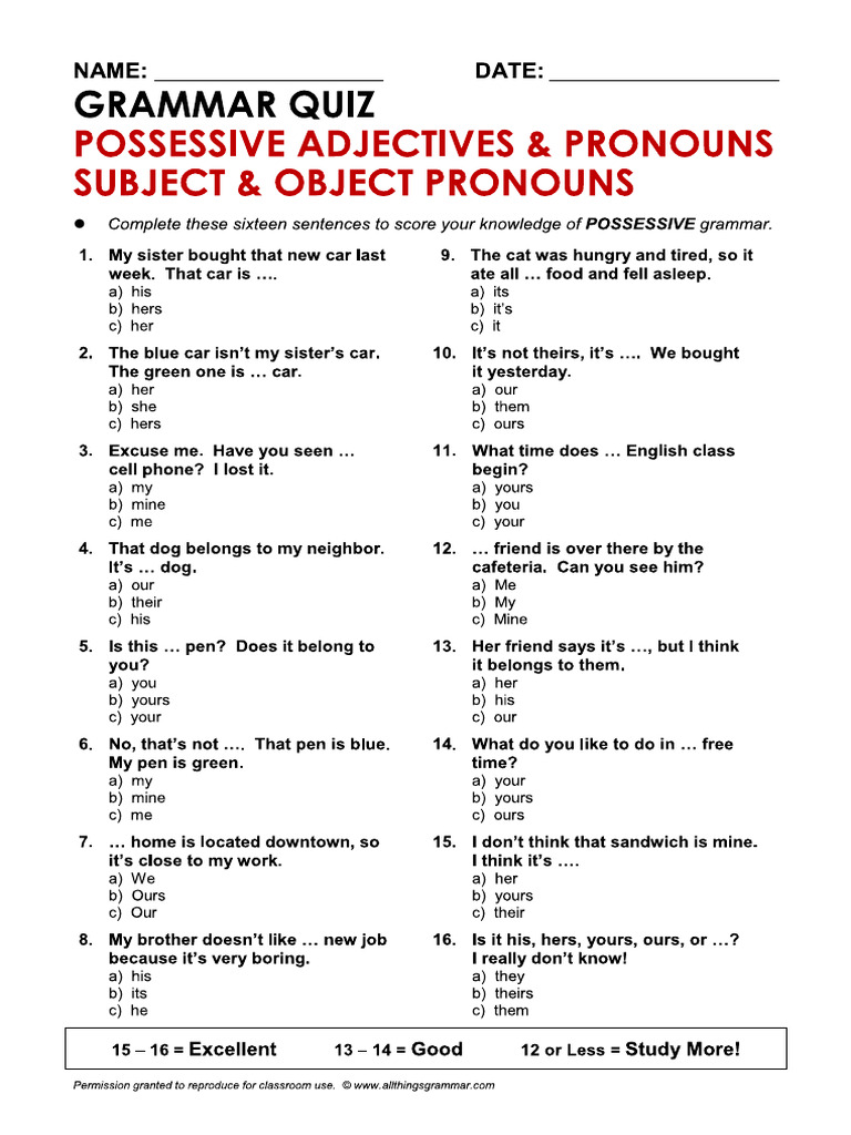Adjectives or Pronouns | PDF