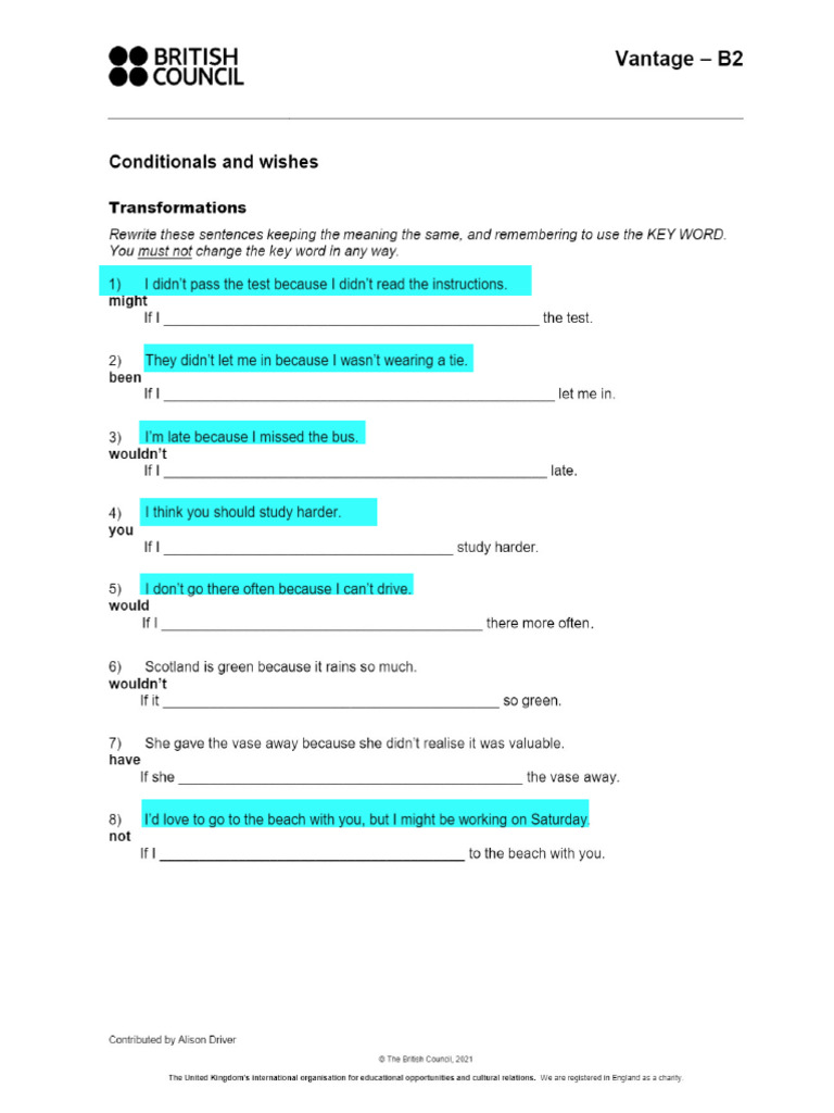 Key Word Sentence Transformation | PDF