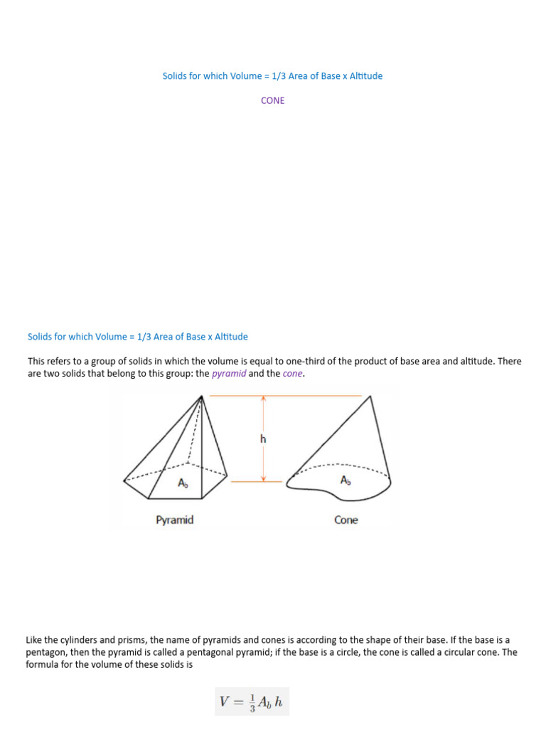 4 - Cone | PDF | Mathematical Concepts | Geometric Objects