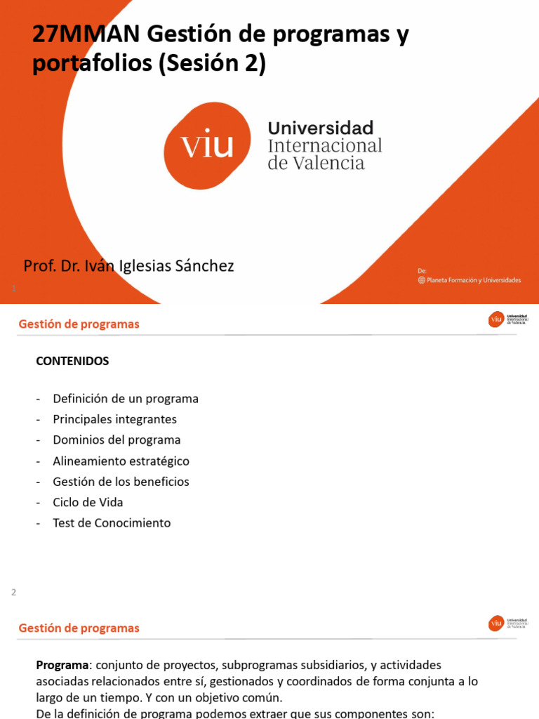 Gestión de Programas y Portafolios | PDF | Planificación | Evaluación ...