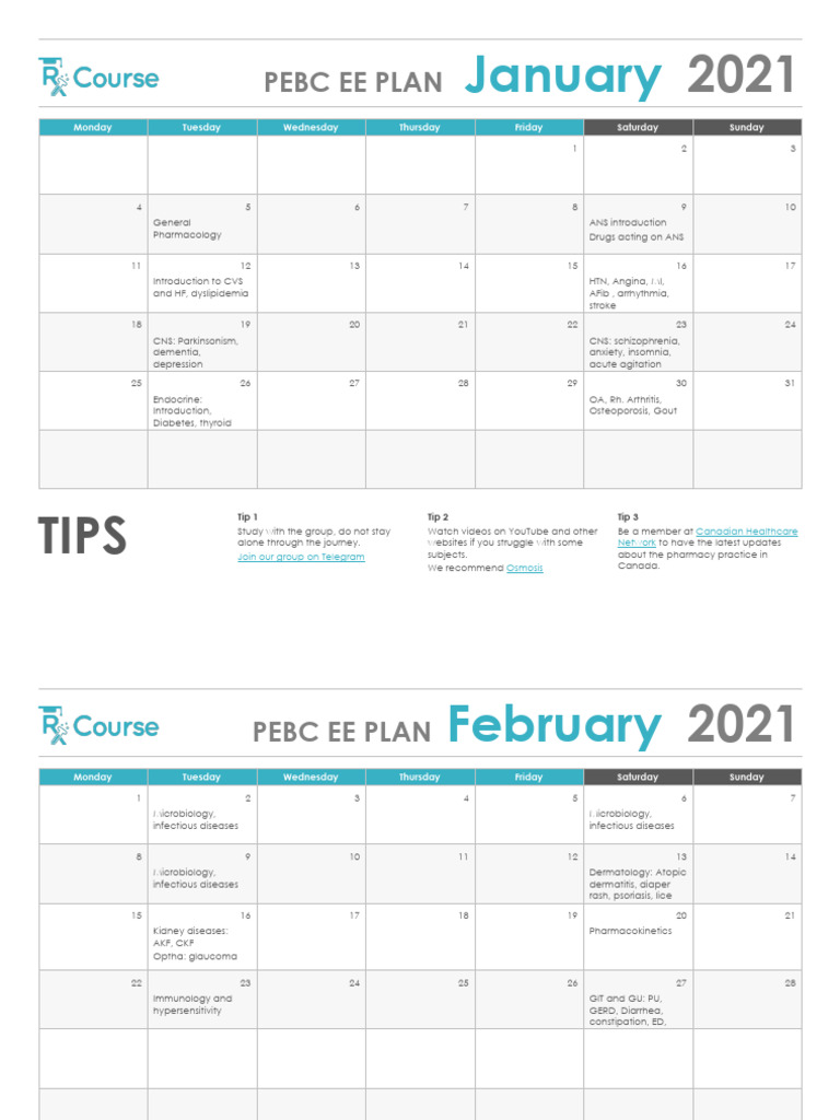 PEBC EE Study Plan June 2021 | PDF | Clinical Medicine | Drugs