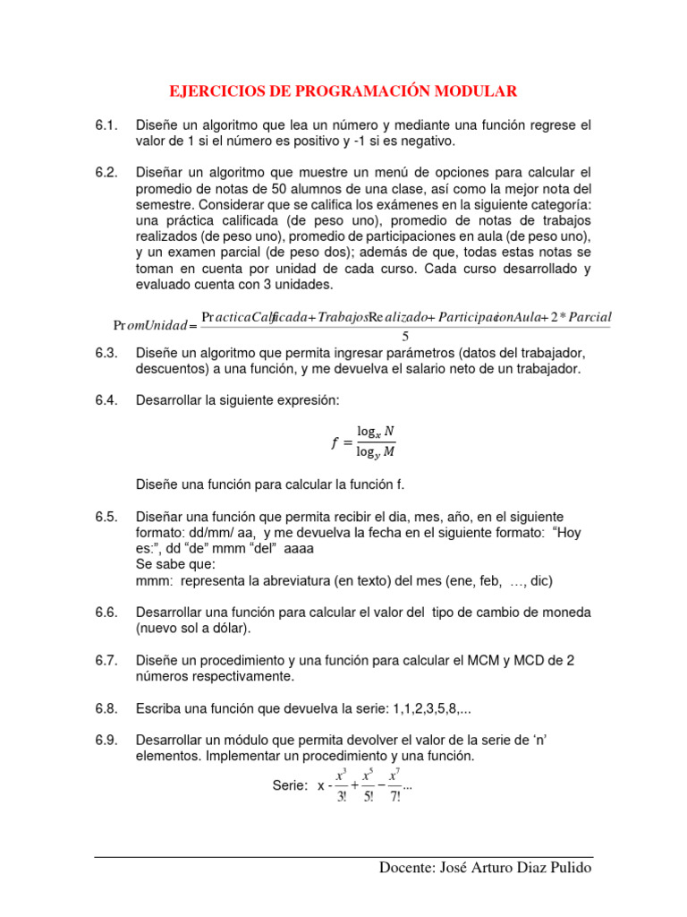Ejercicios Programacion Modular | PDF | Computadoras