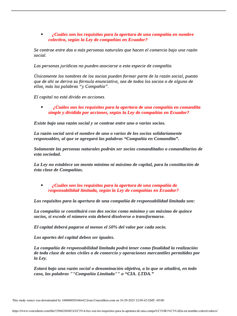 Cu Les Son Los Requisitos para La Apertura de Una Compa A en Nombre Colectivo | PDF | Business ...