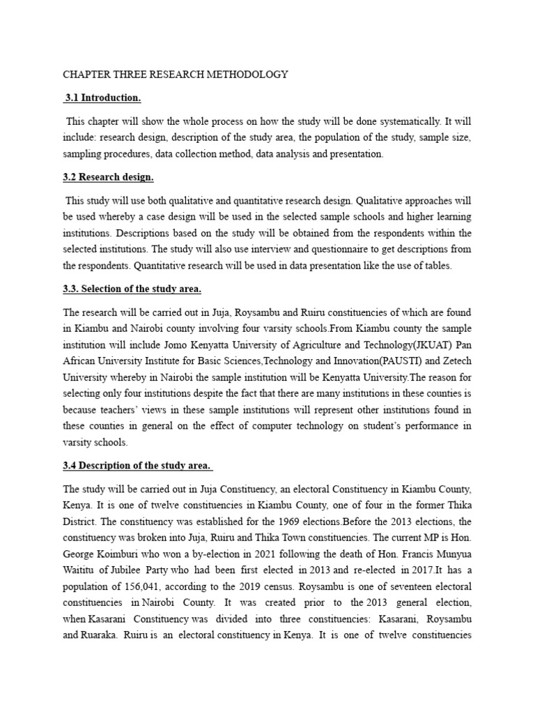 Chapter Three Research Methodology | PDF | Social Science | Computers