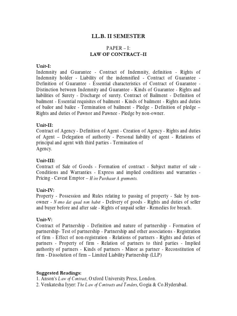 LLB Syllabus II | PDF