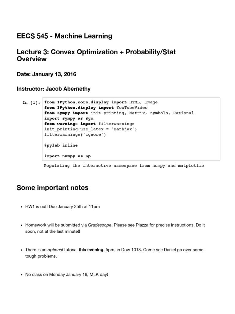 Lecture03 Convex Functions And Optimization Pdf Mathematical Optimization Mathematics