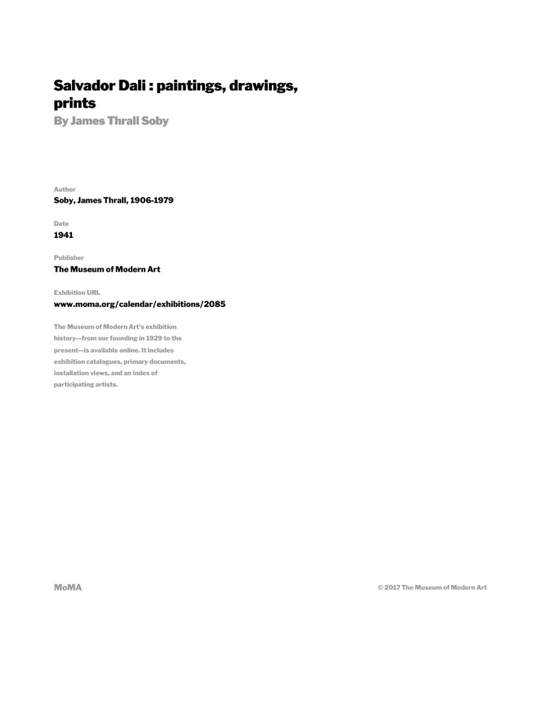 SOBY, James Thrall. Salvador Dali Prints, Paintings and Drawings. Nova ...