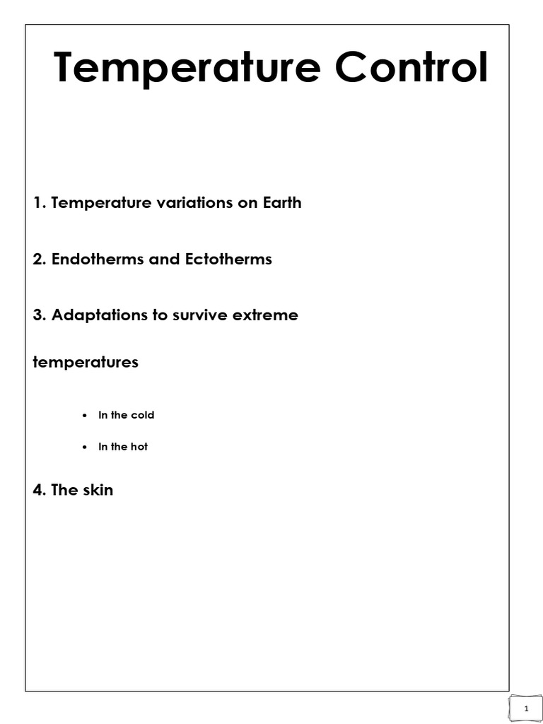 Temperature and The Skin Notes | PDF | Skin | Thermoregulation