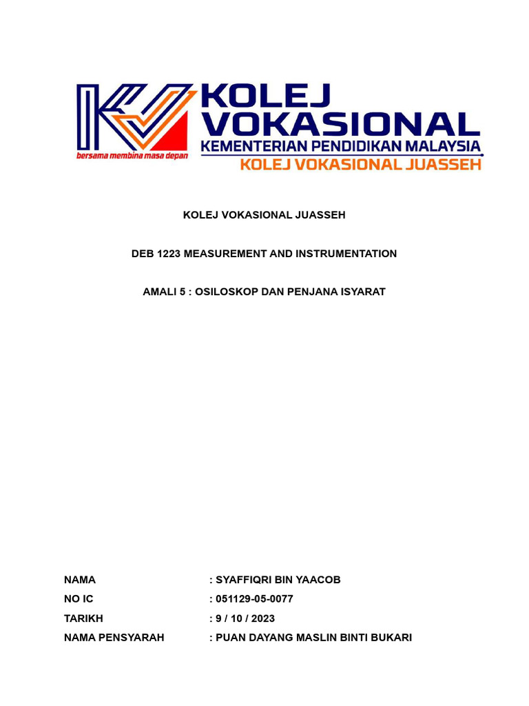 Kolej Vokasional Juasseh Amali 5 | PDF