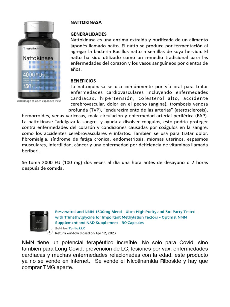 Beneficios de Nattokinasa y NAD+ | PDF