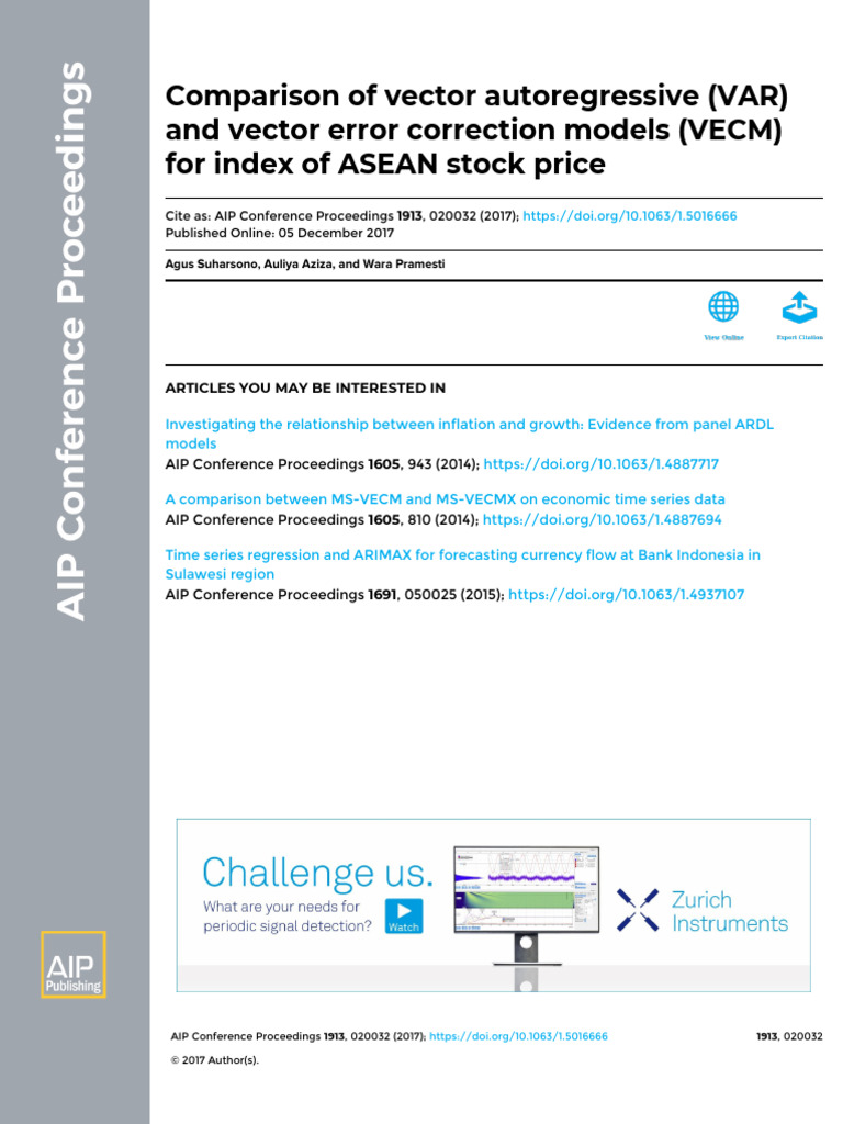 Comparison of Vector Autoregressive (VAR) and Vector Error Correction Models (VECM) For Index of ...