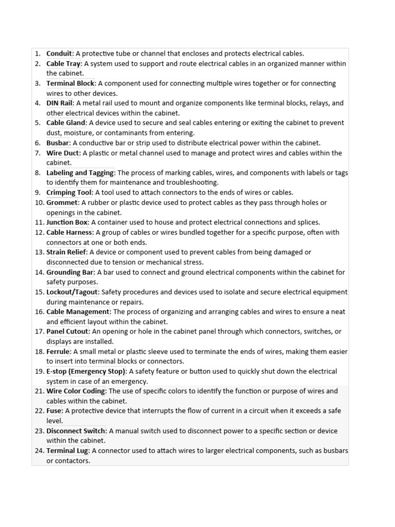 Vocabulary Electrical Cabling | PDF | Programmable Logic Controller ...