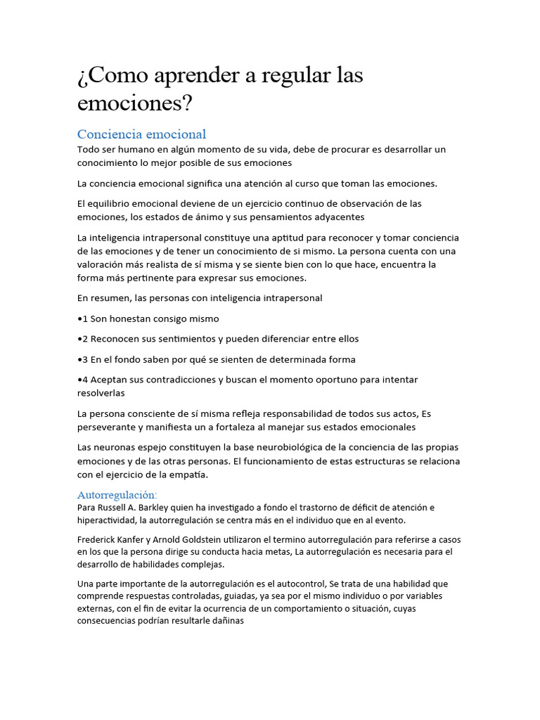 ¿Como Aprender A Regular Las Emociones | PDF | Las emociones | Aprendizaje