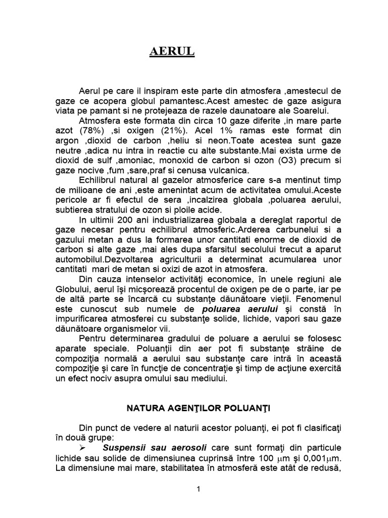 AERUL - Referat Chimie | PDF