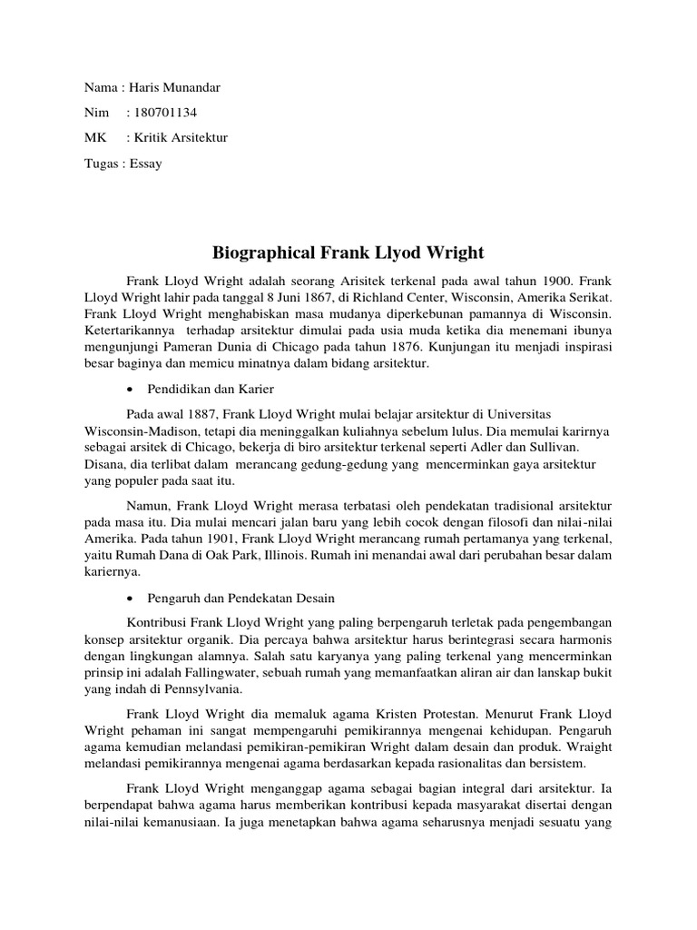 Biographical Frank Lloyd Wright | PDF