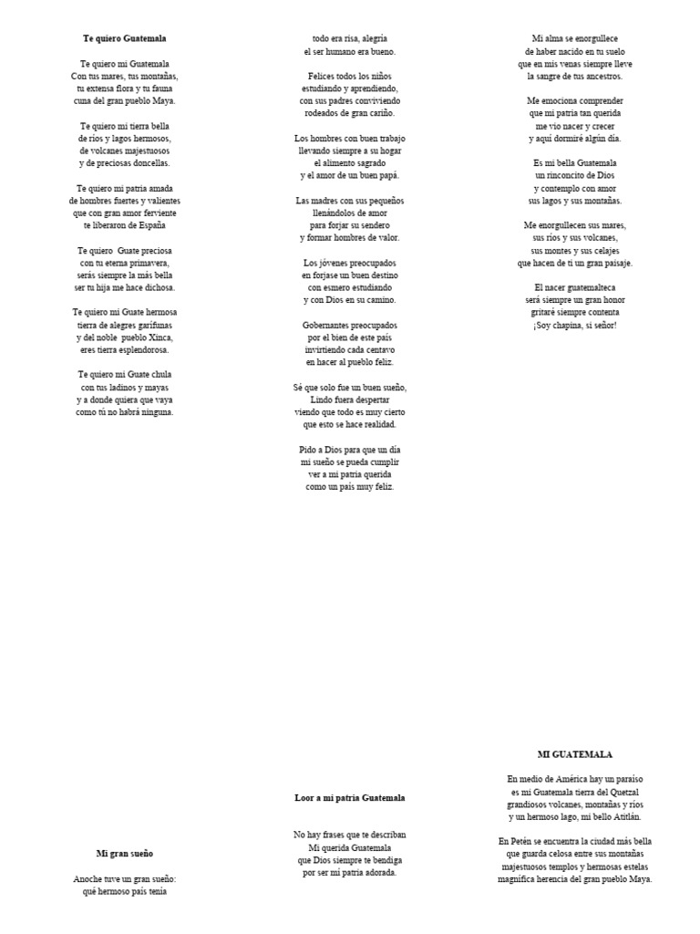Poemas a mi Guatemala querida | PDF