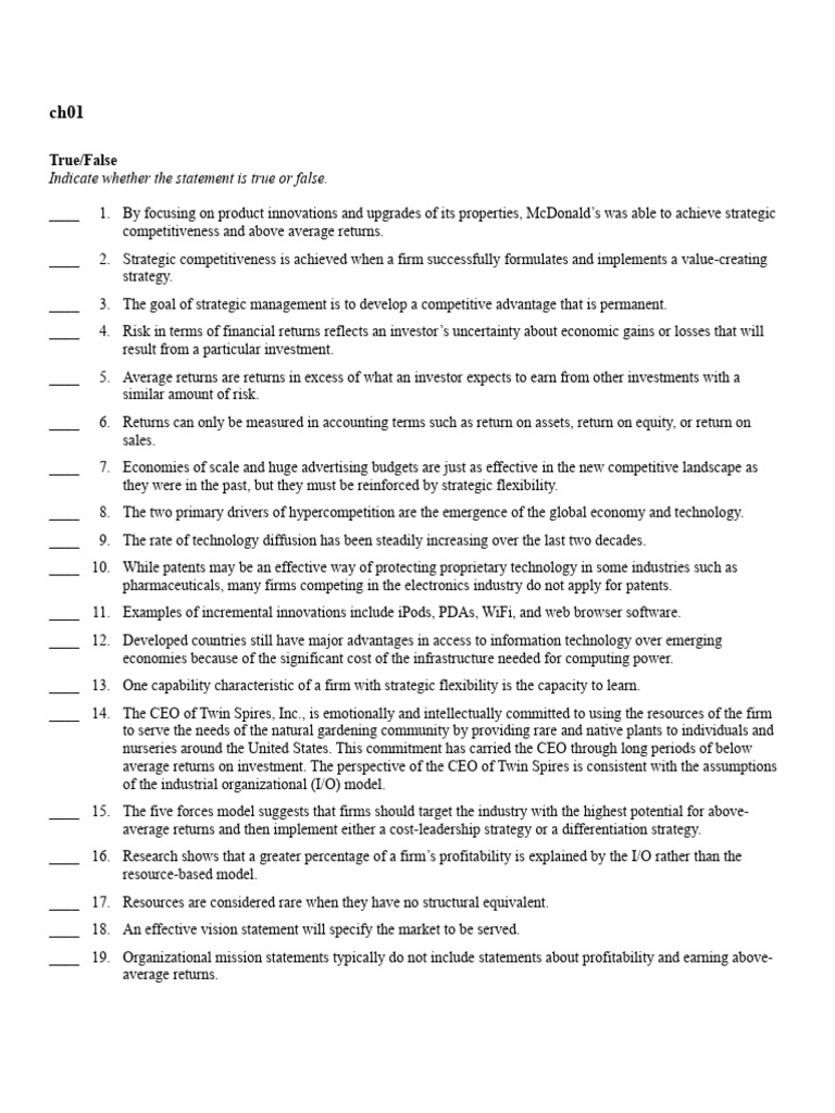 CH 01 | PDF | Strategic Management | Competitive Advantage