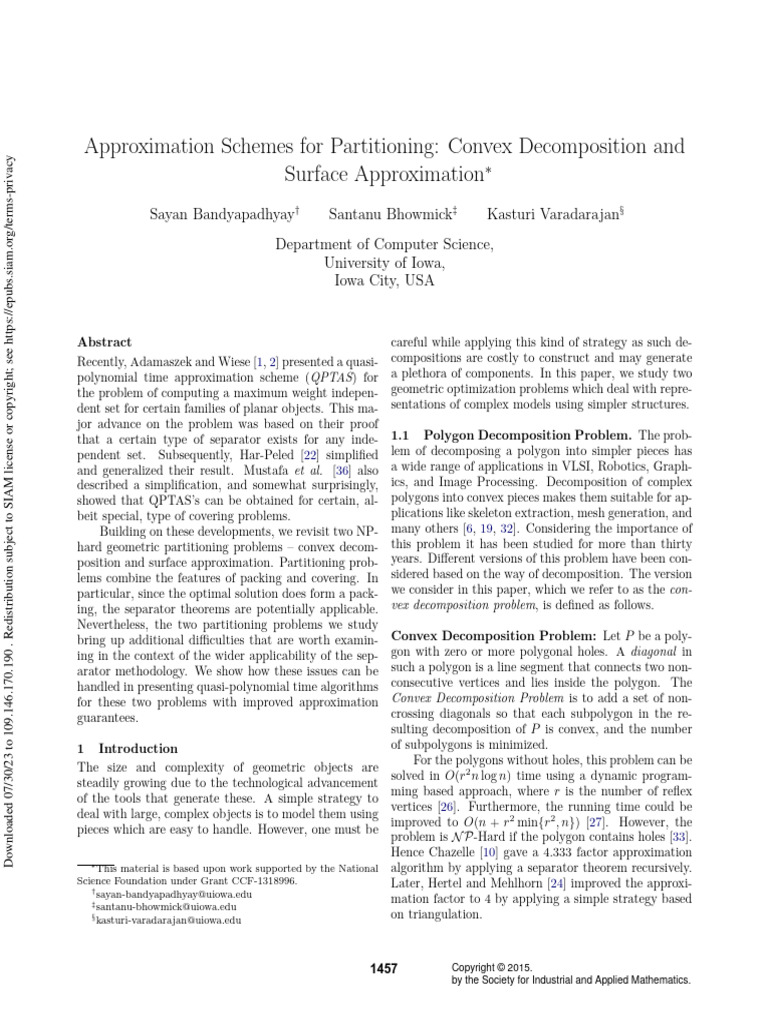 Approxiamtion Schemes For Partitioning Convex Decomposition and Surface ...