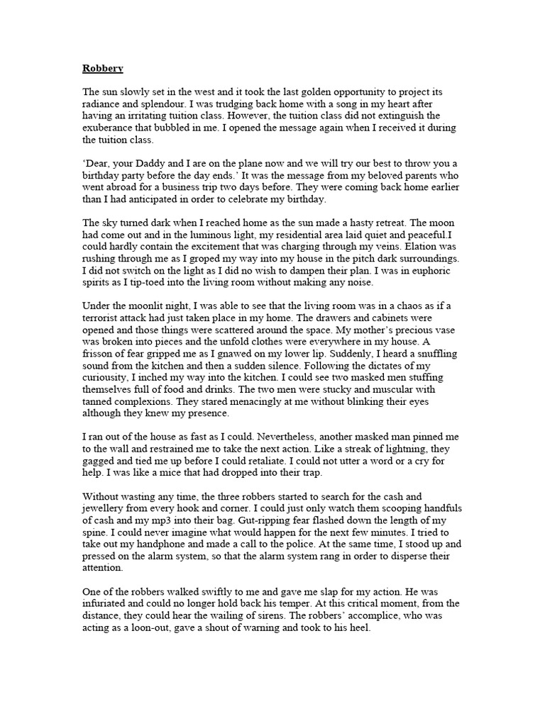 Robbery-Spm Essay | PDF