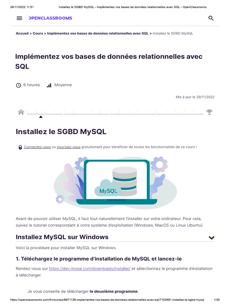 Installez Le SGBD MySQL - Implémentez Vos Bases de Données ...