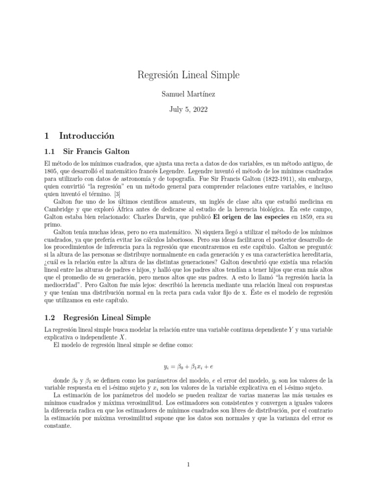 Regresi N Lineal Simple | PDF | Análisis de regresión | Análisis de variación