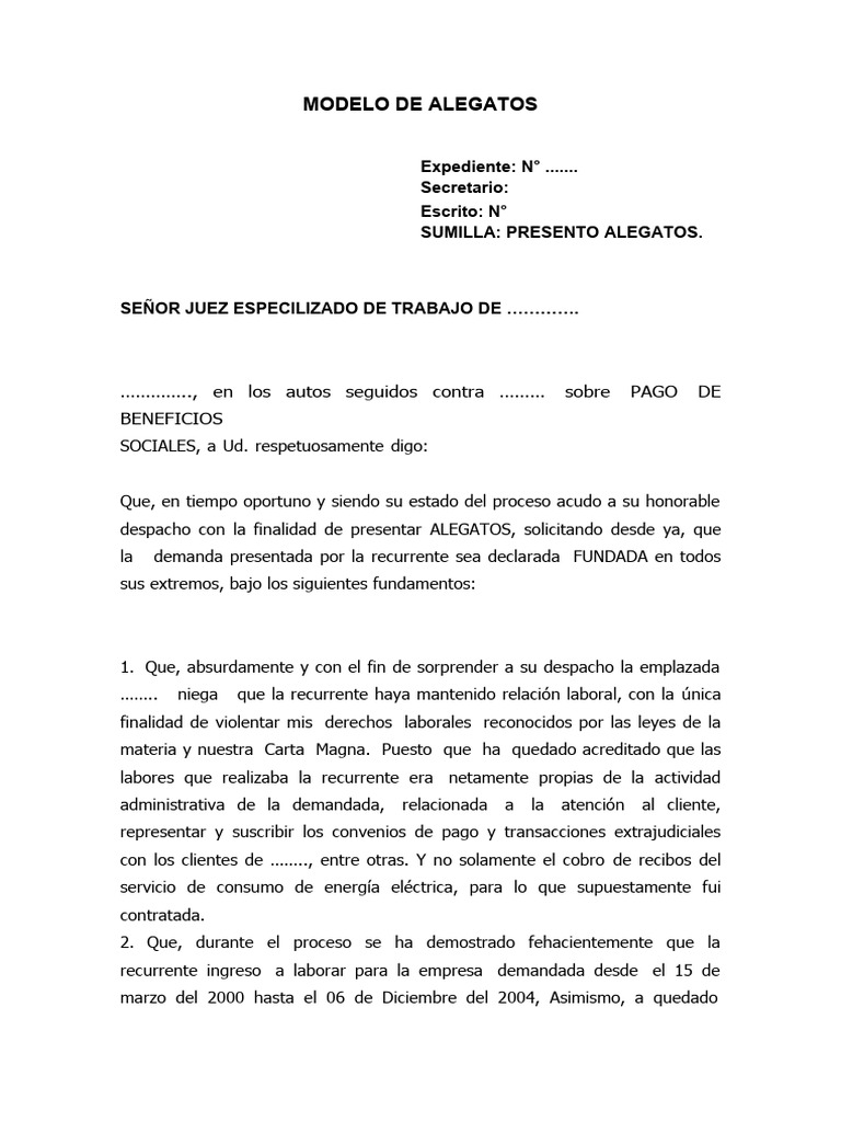 Modelo de Alegatos | PDF