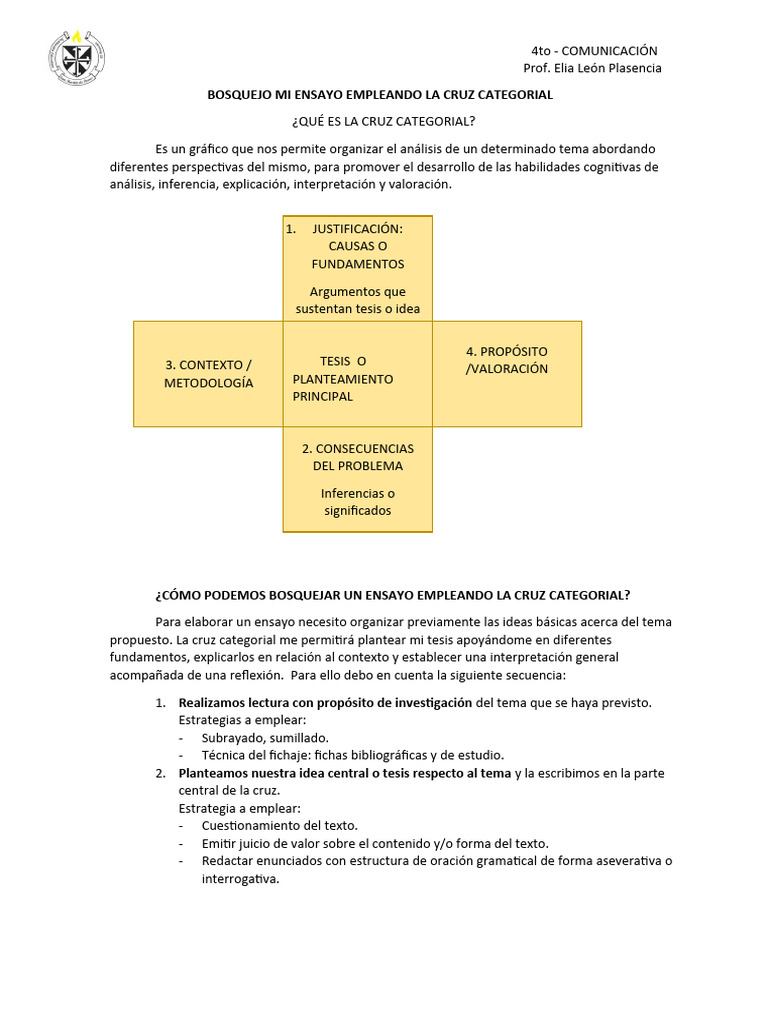 Bosquejo de Ensayo con Cruz Categorial | PDF