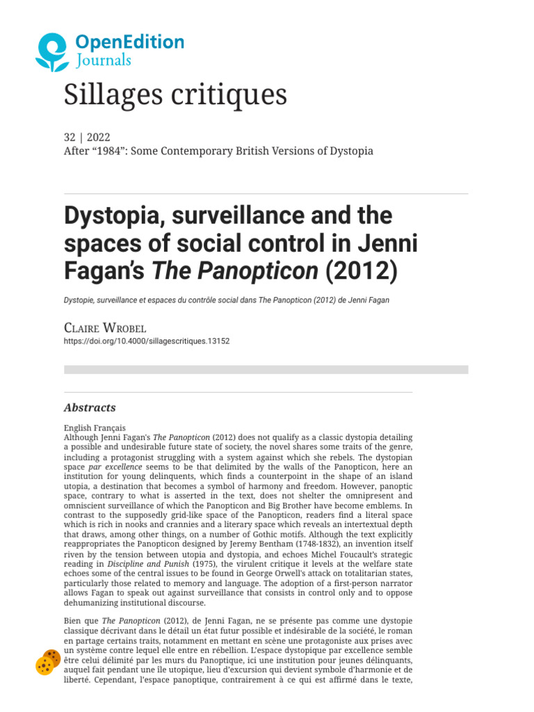 Dystopia, Surveillance and The Spaces of Social Control in Jenni Fagan ...