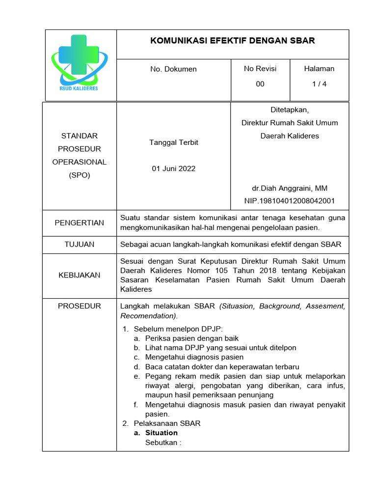 Panduan SBAR untuk Tenaga Medis | PDF