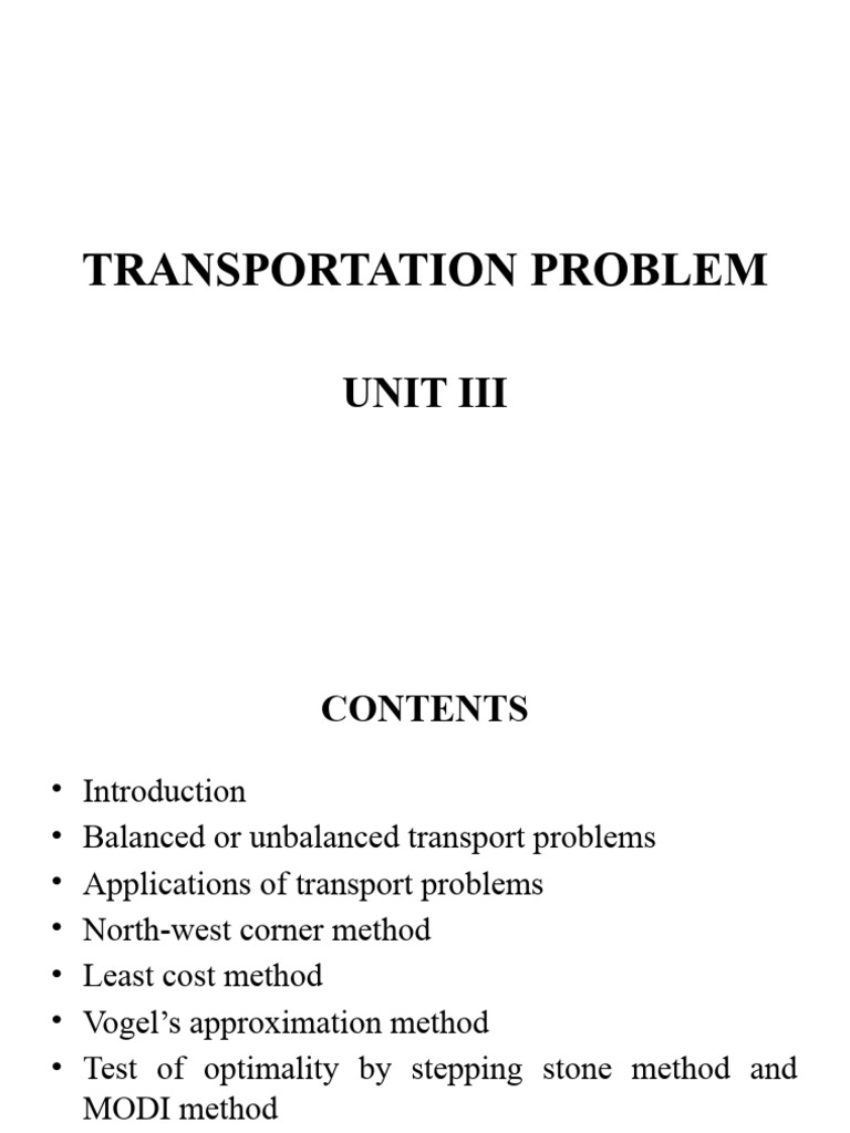 Transportation Problem Methods | PDF | Mathematical Optimization | Mathematics