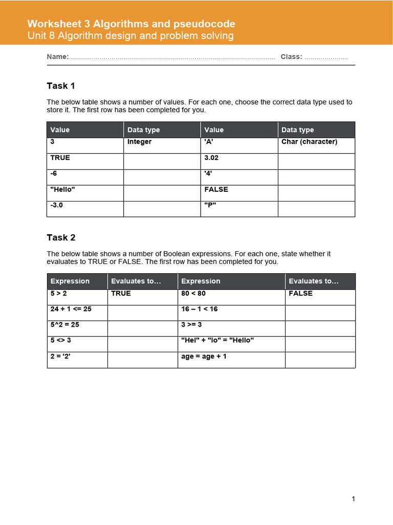 Worksheet 3 | PDF