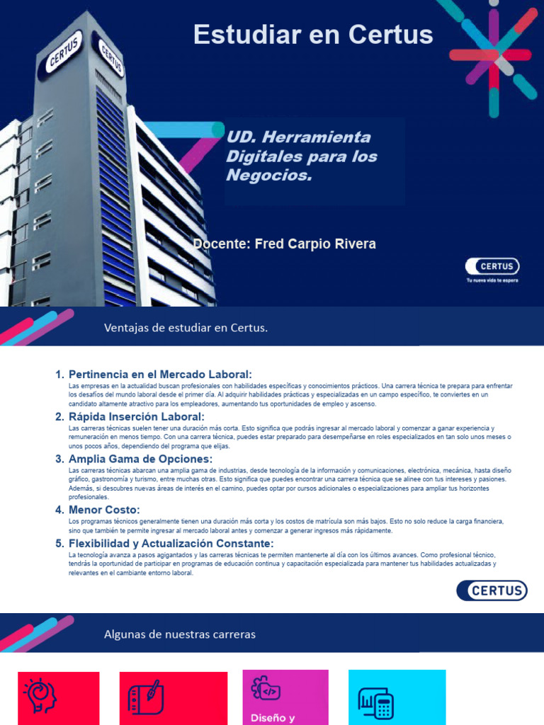 Carreras Técnicas en Certus: Ventajas y Costos | PDF | Crecimiento ...
