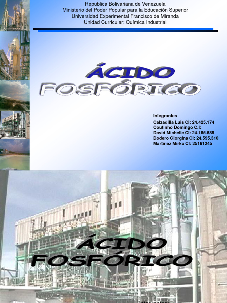 Ácido Fosfórico: Propiedades y Producción | PDF | Ácido fosfórico | Agua