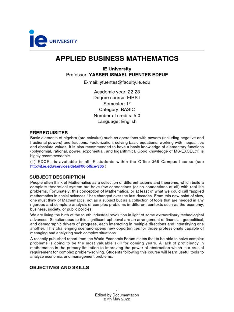 Applied Business Mathematics | PDF