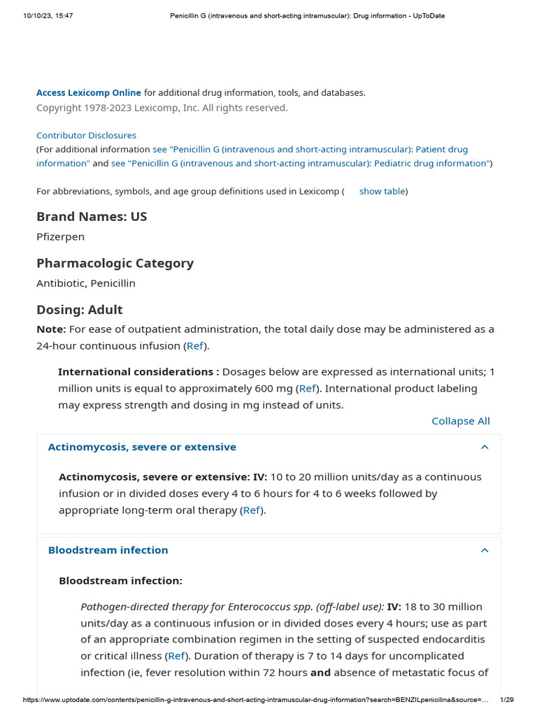 Penicillin G (Intravenous and Short-Acting Intramuscular) - Drug ...