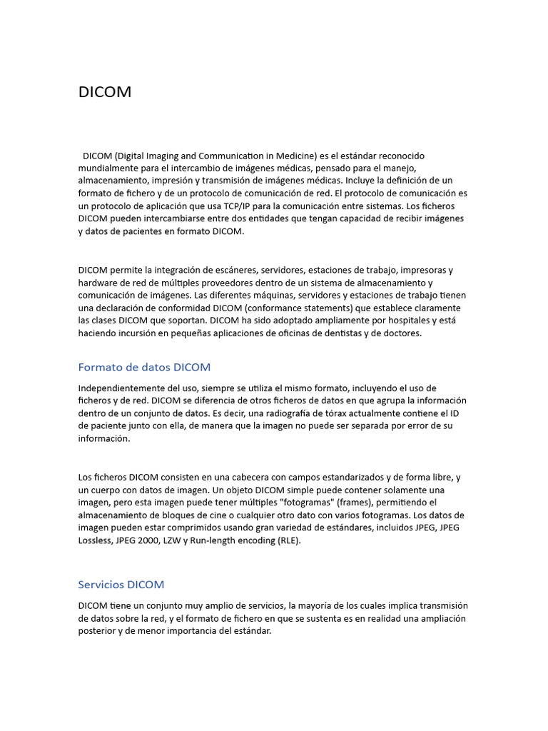 DICOM | PDF | Red de arquitectura | Procesamiento de imágenes