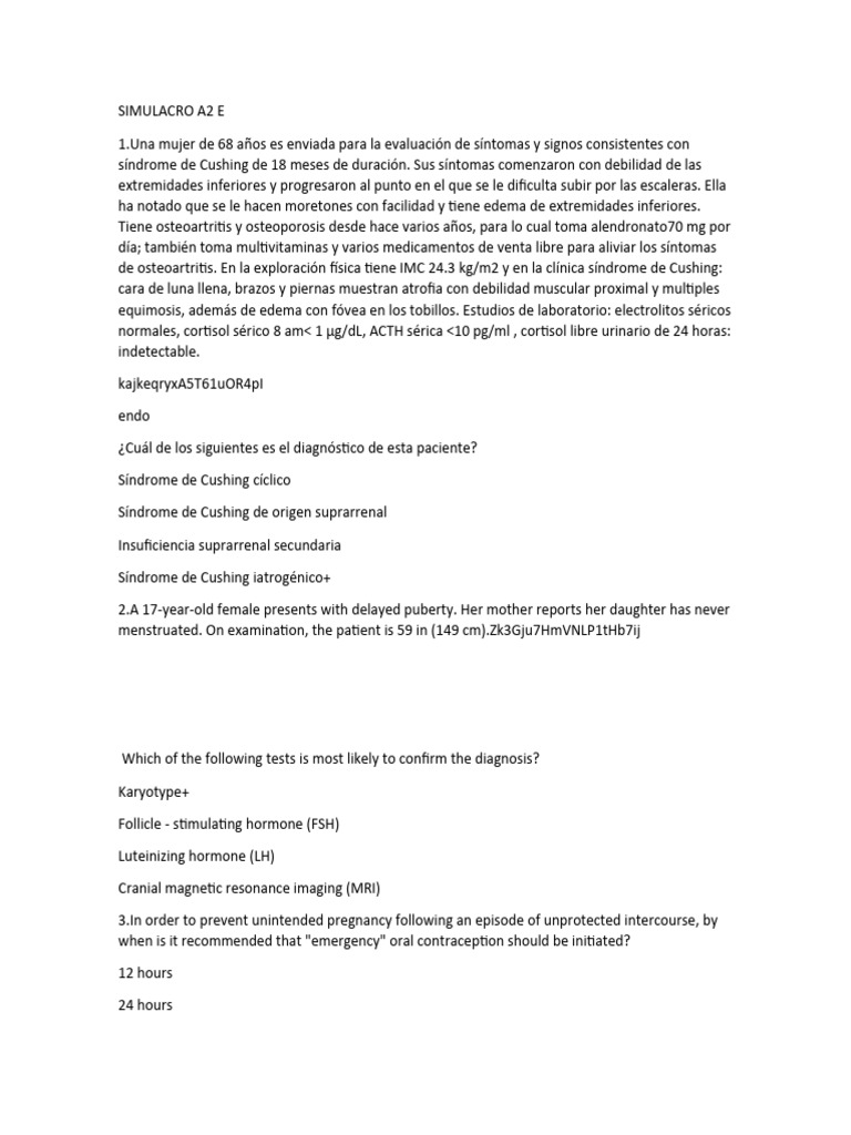 Simulacro A2 e | PDF | Especialidades Medicas | Enfermedades y trastornos