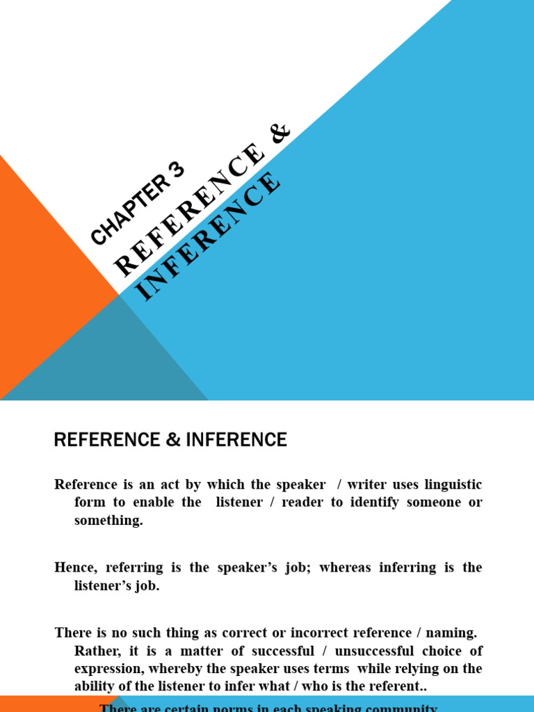 Reference and Inference Explained | PDF | Semiotics | Syntax