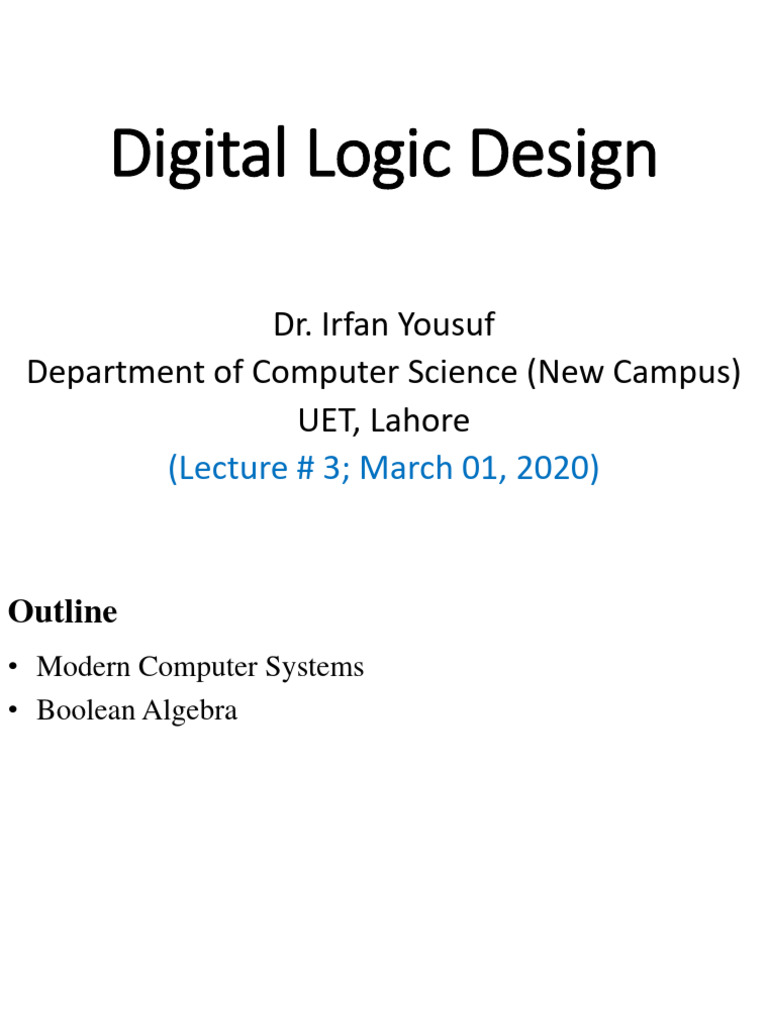 DLD Lecture 3 | PDF | Digital Signal | Digital Electronics