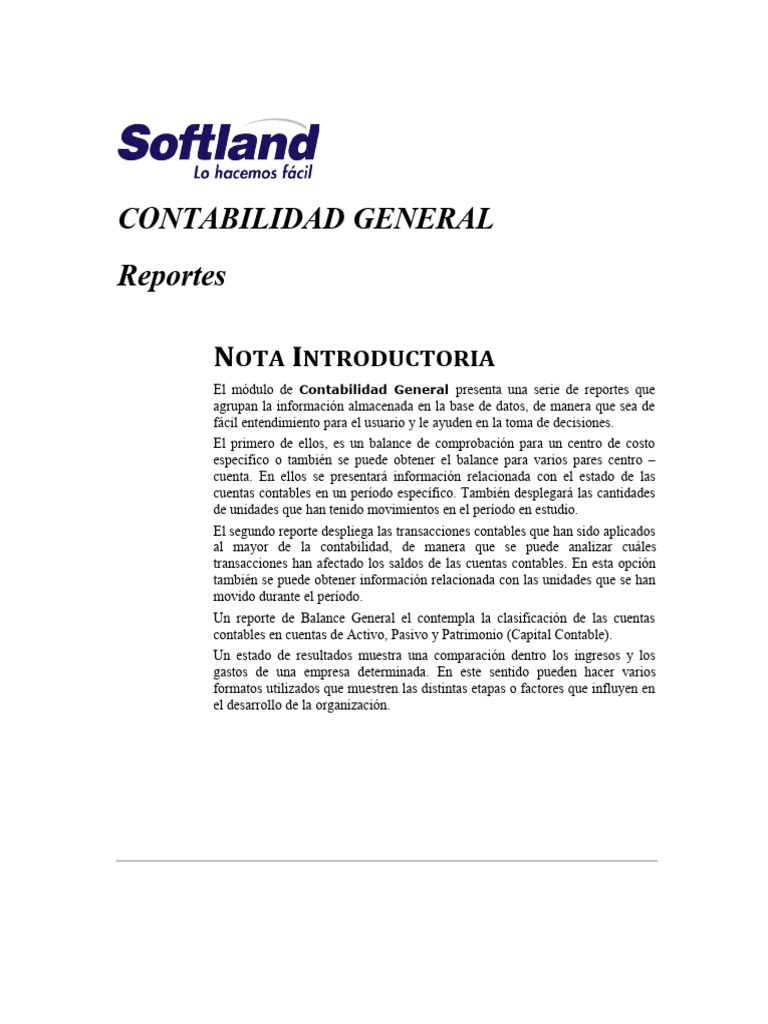 Reportes Contabilidad General | PDF